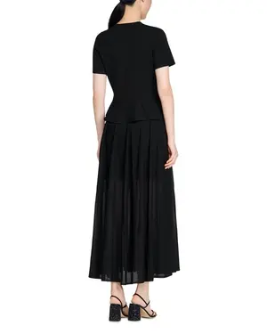 Sandro Judith Peplum Knit Maxi Dress