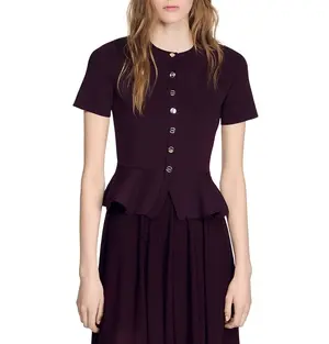 Sandro Judith Peplum Knit Maxi Dress