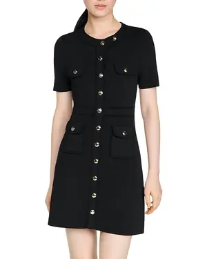 Sandro Sis Button Up Knit Mini Dress