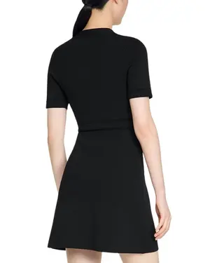 Sandro Sis Button Up Knit Mini Dress