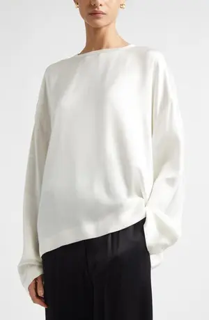 TOTEME Boxy Satin Top - White