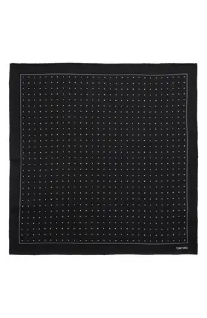 TOM FORD Polka Dot Mulberry Silk Pocket Square - Black