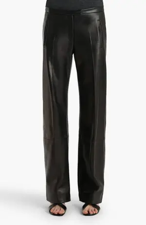 Khaite Miles Plongé Leather Straight Leg Pants