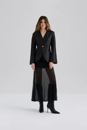 MALINA Nori Fitted Heavy Satin Blazer