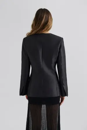 MALINA Nori Fitted Heavy Satin Blazer