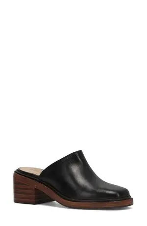 THE FRYE COMPANY Leather Mule With Stacked Heel - Black