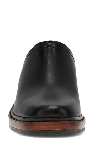 THE FRYE COMPANY Leather Mule With Stacked Heel - Black
