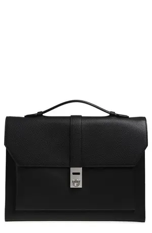 FERRAGAMO Twins Leather Top Handle Messenger Bag - Nero Nero Nero