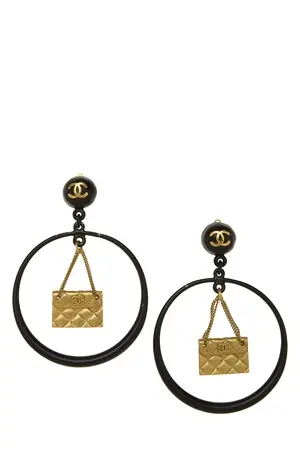 Chanel Hoop Earrings - Black
