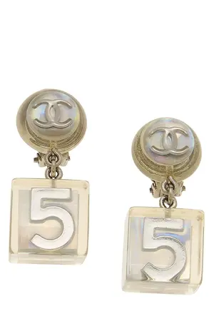 Chanel Acrylic No.5 Dangle Earrings - Clear