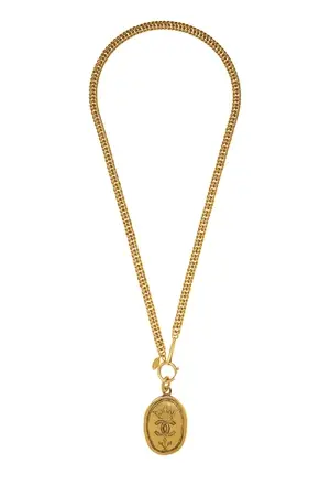 CHANEL Vintage 'CC' Crown Pendant Necklace