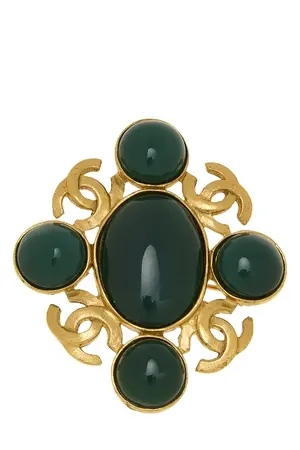 Chanel Gripoix Brooch - Green