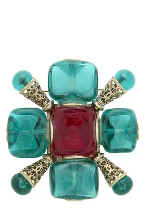 Chanel Gripoix Brooch - Green