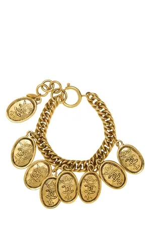 Chanel Etched Crown Coin Chain Bracelet