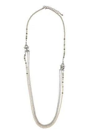 Chanel Faux Pearl Multi-strand Necklace - Silver