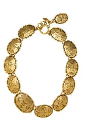 Chanel Etched Coin Charm Necklace - Gold