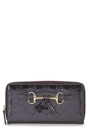 Gucci Patent Ssima Zip Around Continental Wallet - Purple