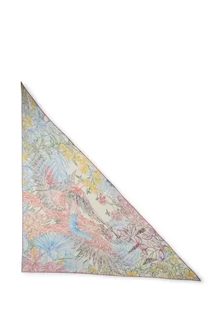 HERMÈS White & Multicolor 'flamingo Party' Triangle Scarf 140