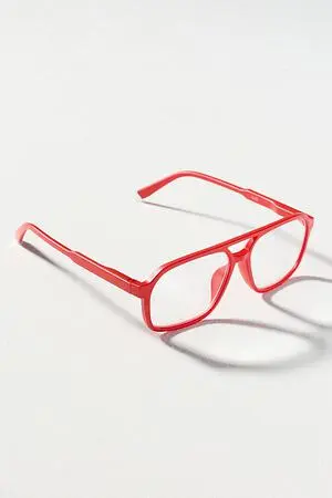 ELITE EYEWEAR Flat-top Aviator Blue Light Readers - Red