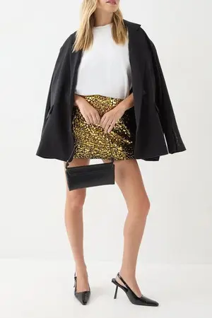 MISSPAP Sequin Embellished Mini Skirt