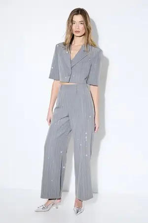 MISSPAP Embellished Straight Leg Trousers