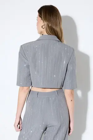 MISSPAP Embellished Cropped Blazer