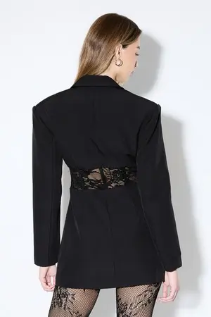 MISSPAP Lace Inserted Corset Blazer Dress