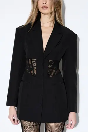 MISSPAP Lace Inserted Corset Blazer Dress