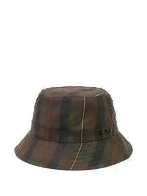 A.p.c. Plaid Pattern Bucket Hat - Brown