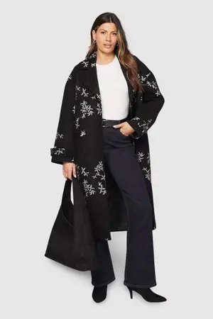 WALLIS Floral Three Button Collared Coat