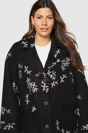 WALLIS Floral Three Button Collared Coat