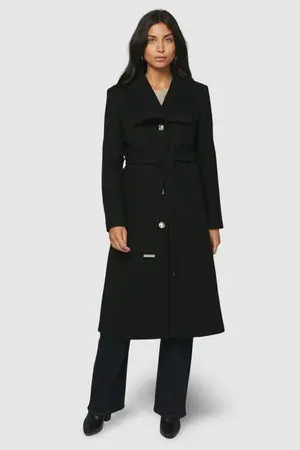 WALLIS Knitted Collar Button Through Wrap Coat