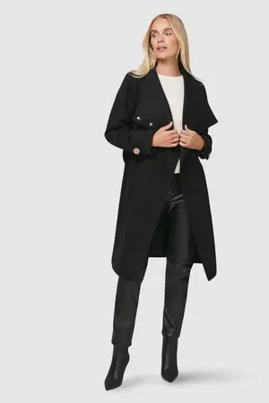 WALLIS Petite Funnel Neck Tie Belt Coat