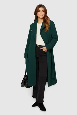 WALLIS Double Crepe Wrap Belted Coat