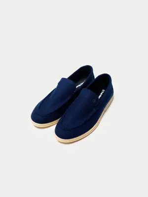 Gobi Cashmere Moc Toe Loafers - Navy