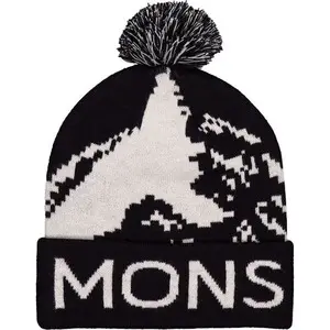 MONS ROYALE Mtn Pixel Merino Pom Pom Beanie - Black/white