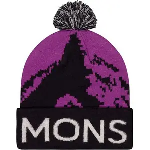 MONS ROYALE Mtn Pixel Merino Pom Pom Beanie - Purple Bolt/black