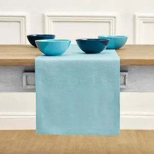 SOLINO HOME Linen Table Runnerfete Aqua Blue