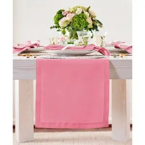 SOLINO HOME Linen Table Runnerfete Pink Carnation