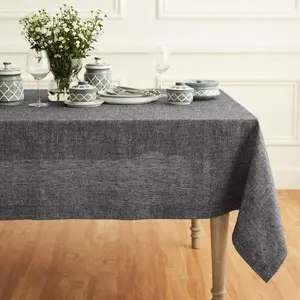 SOLINO HOME Linen Table Throwathena Chambray Black