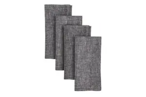 SOLINO HOME Linen Dinner Napkinsathena Chambray Black