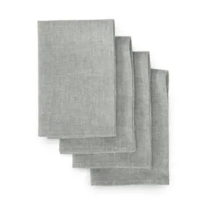 Solino Home Linen Dinner Napkins Set Of 4, 20 X 20 Inch For Dining Table Chambray Grey