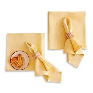 SOLINO HOME Linen Dinner Napkinsathena Chambray Mustard