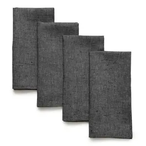 SOLINO HOME Linen Dinner Napkinsathena Charcoal Grey