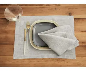 SOLINO HOME Linen Dinner Napkinsathena - Oyster Grey