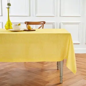 SOLINO HOME Linen Tableclothathena Chambray Lemon Yellow