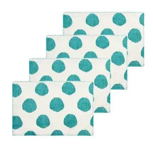 CAROL & FRANK Dot 100% Cotton Placemat Collection 14" X 20 - Blue