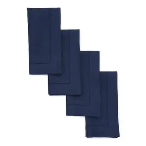 SOLINO HOME Linen Dinner Napkinsclassic Hemstitch - Navy