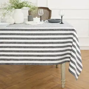 SOLINO HOME Linen Table Throwsorrento Stripe - Black And White