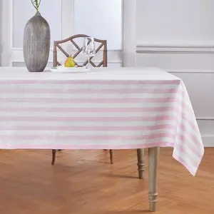 SOLINO HOME Linen Table Throwsorrento Stripe - Pink And White